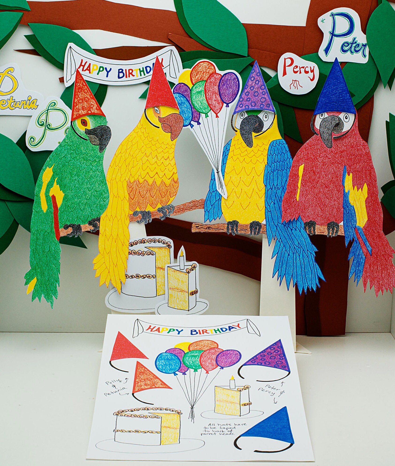 Birthday Parrot Paper Dolls, Printable Download - Etsy
