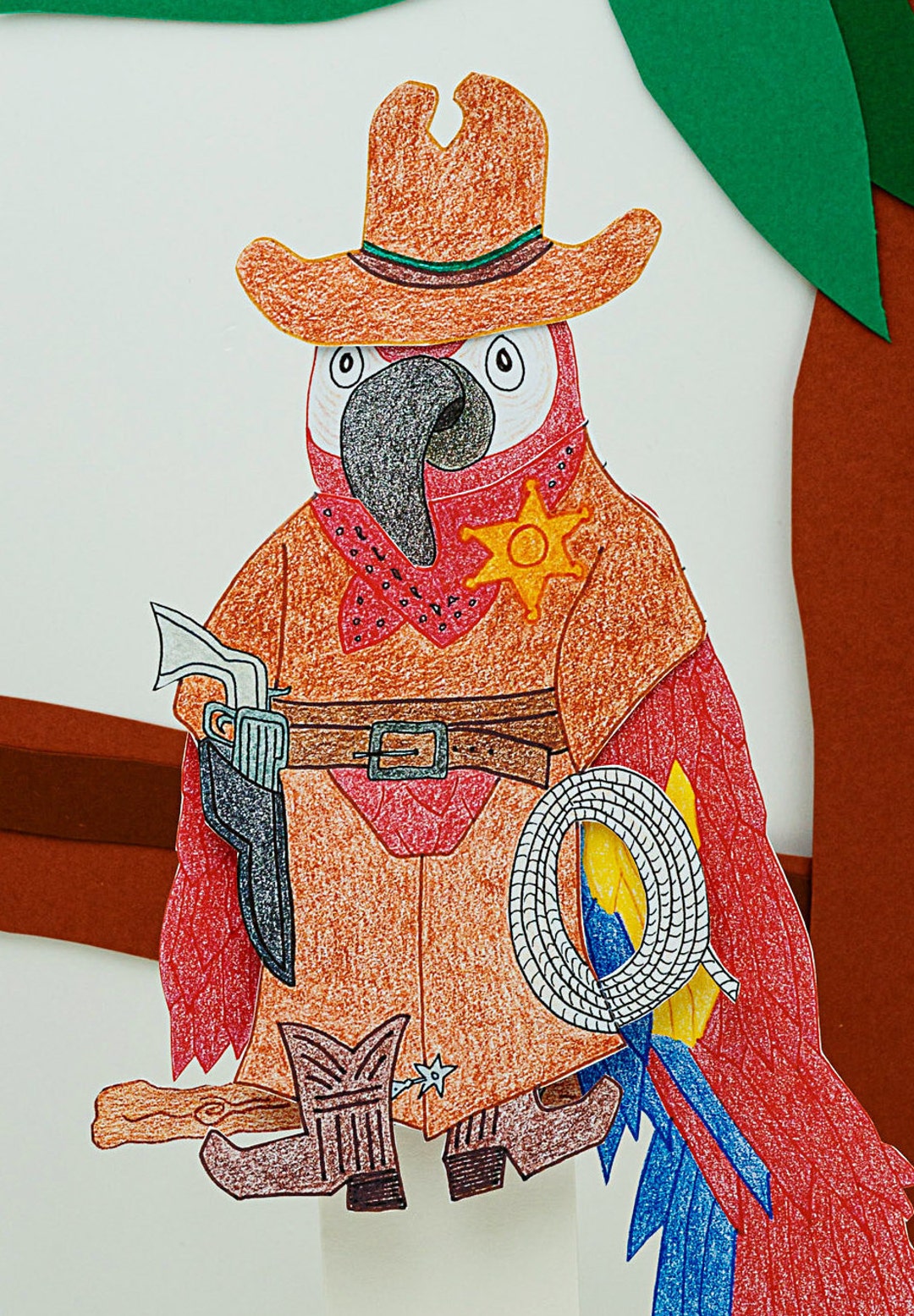 Cowboy Parrot Paper Doll. Printable Download - Etsy