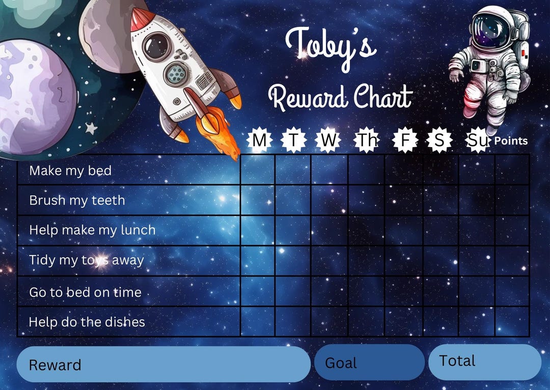 Reward Chart, Spaceship, Spaceman, Planet, Childrens Positive ...