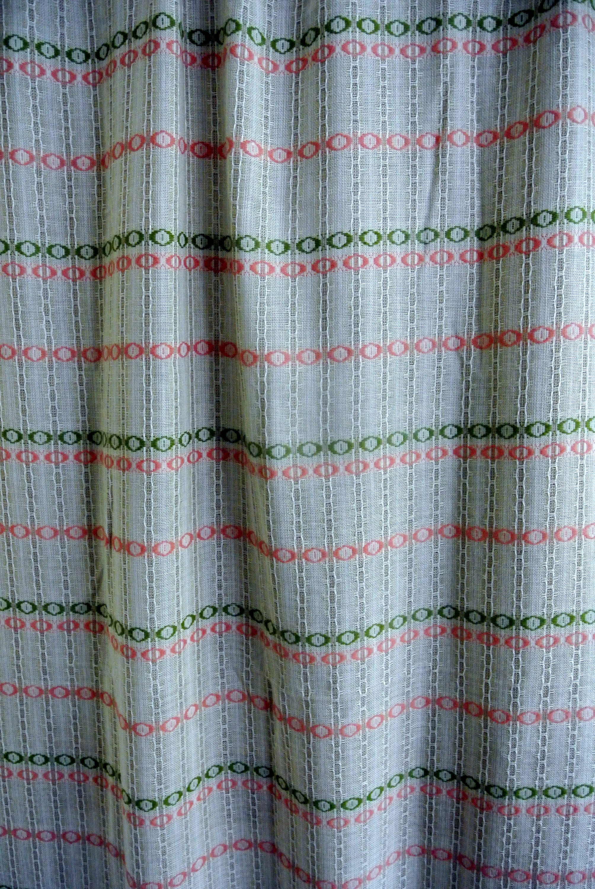 1970s Abstract Woven Thread Curtains: Salmon Pink & Olive Green Pair - Etsy
