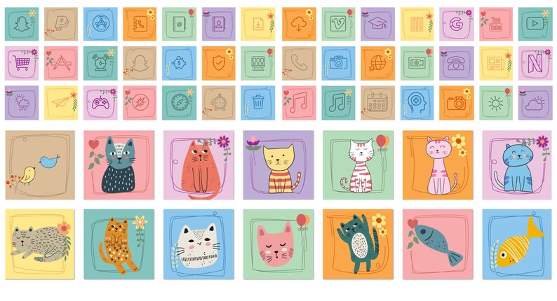 Cute Cat App Icon Pack I Stylish Icons for Android and iPhone I Manga ...