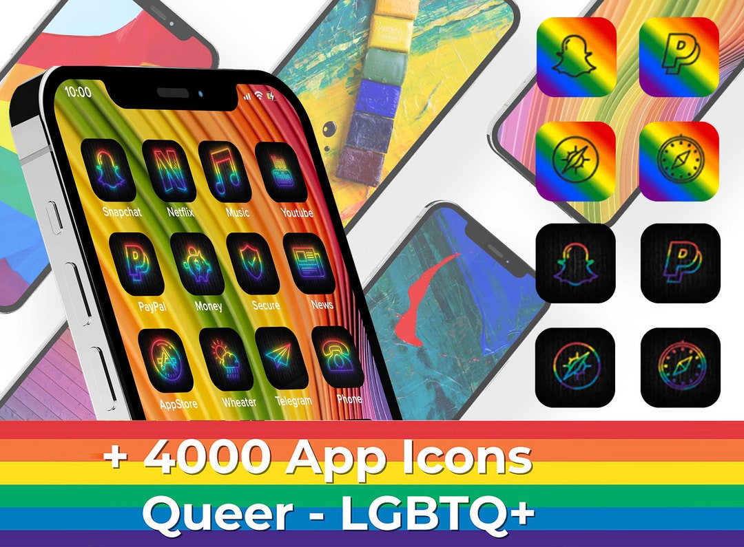4000+ QUEER App Icon Pack | LGBTQ+ Rainbow Ios Home Screen | Aesthetic ...