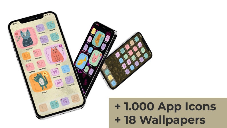 Cute Cat App Icon Pack I Stylish Icons for Android and iPhone I Manga ...