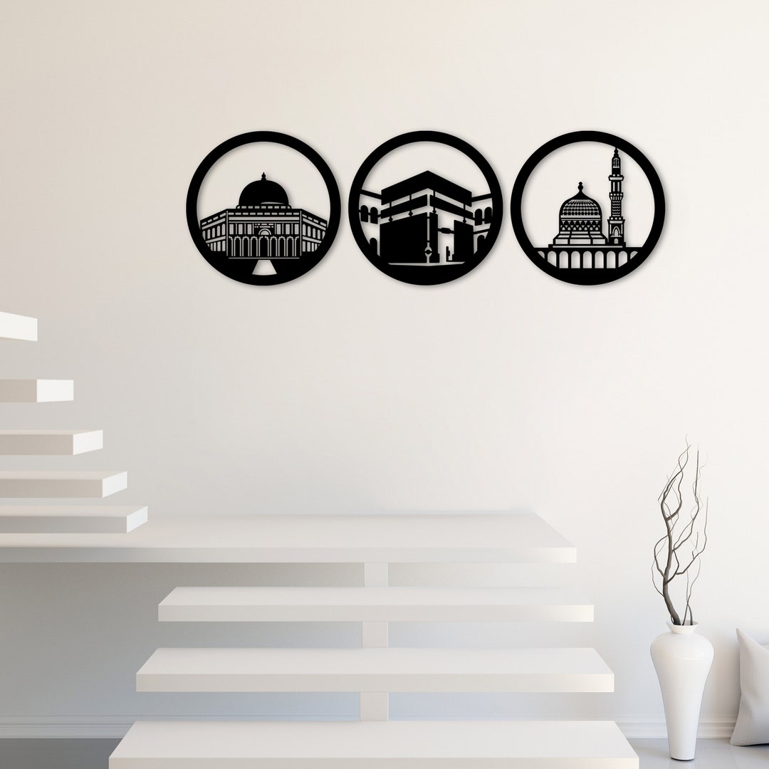 Kaaba, Masjid Aqsa, Masjid Nabawi, Metal Masjid Decor&mecca, Madina ...