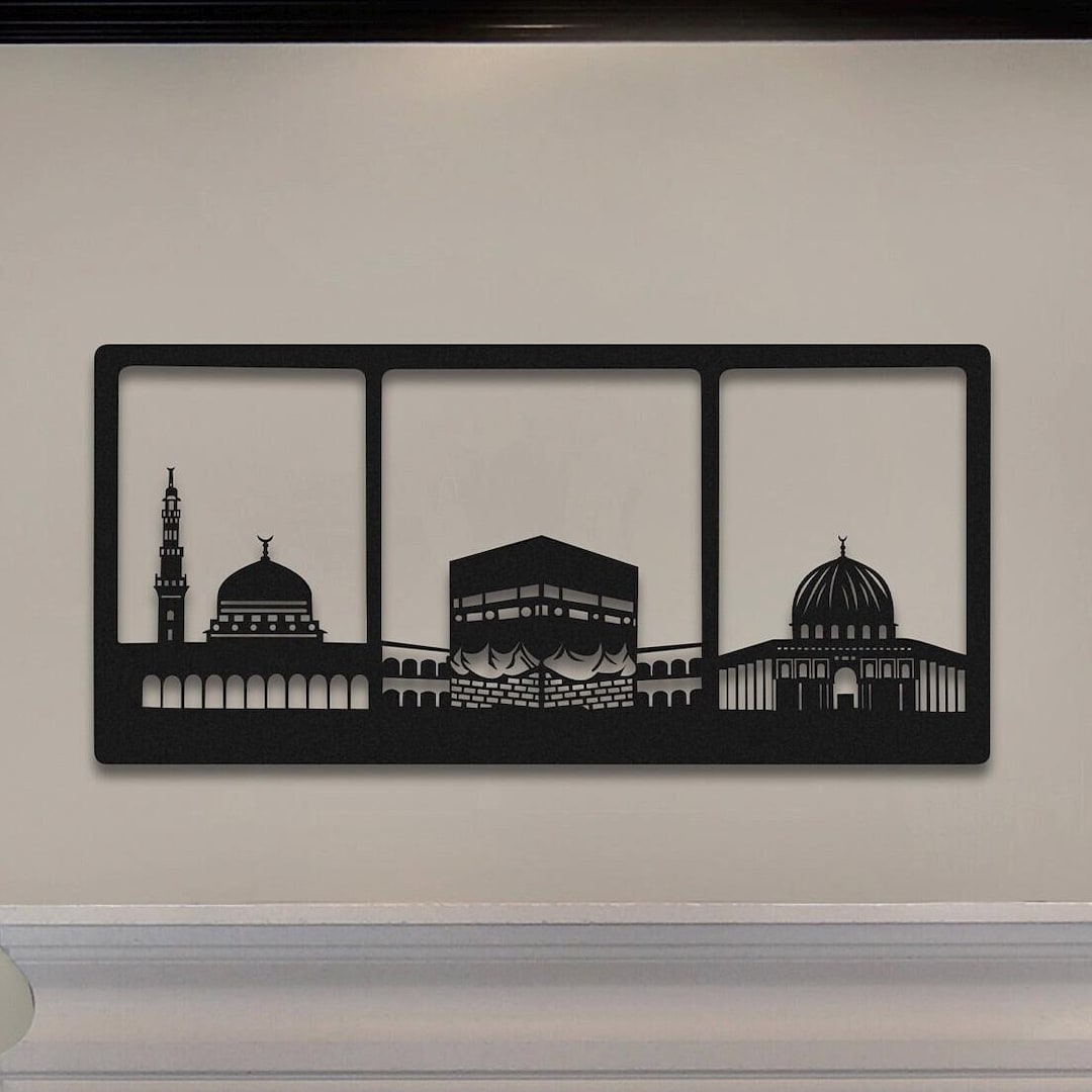 Kaaba, Masjid Aqsa, Masjid Nabawi&metal Masjid Decor, Mecca, Madina ...