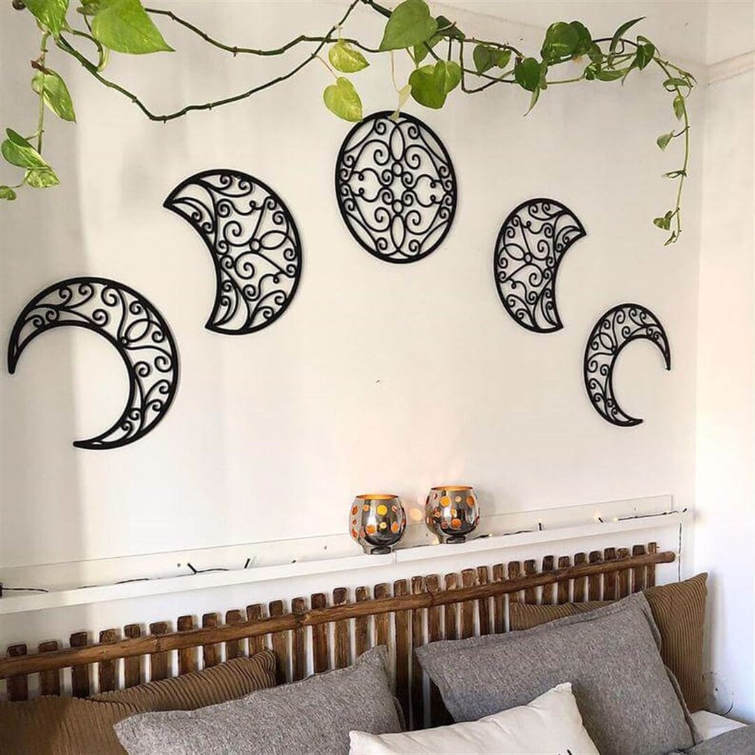 Moon Phases Metal Wall Decor, Metal Ramadan Moon Phase Wall Hanging ...