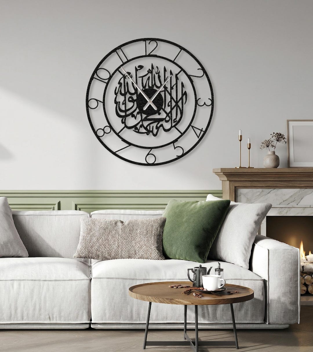 Kalima Tawhid Metal Wall Clock: Islamic Arabic Calligraphy Art - Etsy