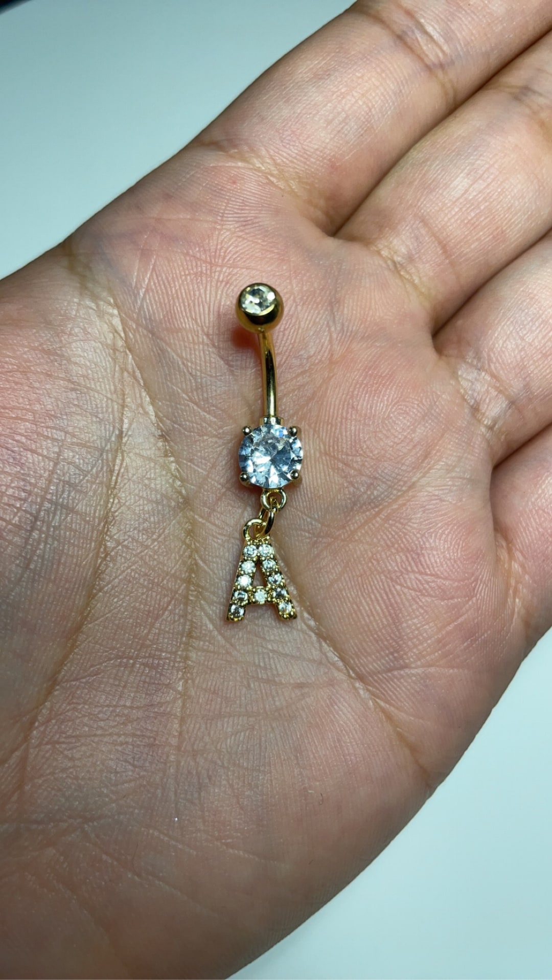 Rhinestone Letter Belly Ring - Etsy