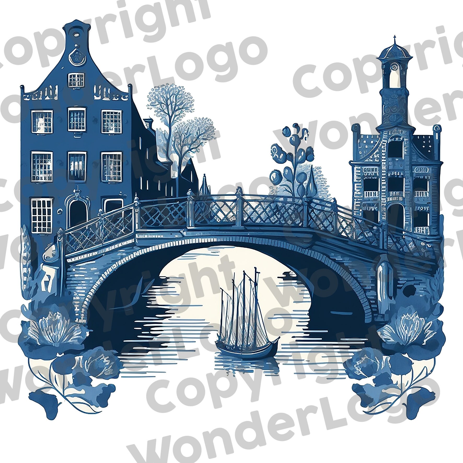 7 Delft Blue Clipart Images Instant Digital Download - Etsy