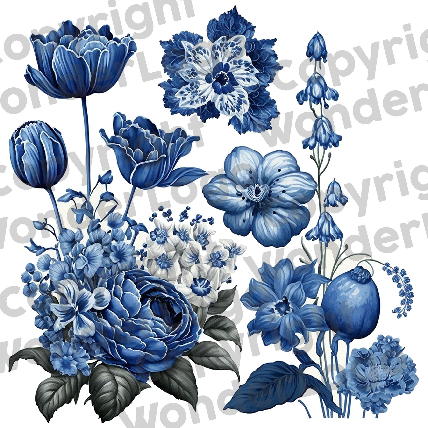 7 Delft Blue Clipart Images Instant Digital Download - Etsy