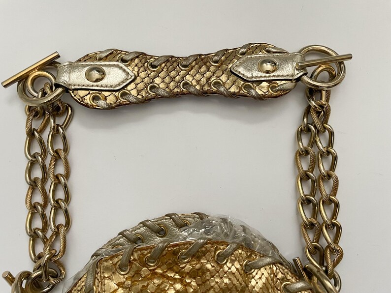 Roberto Cavalli Gold Python Chain Bag - Etsy
