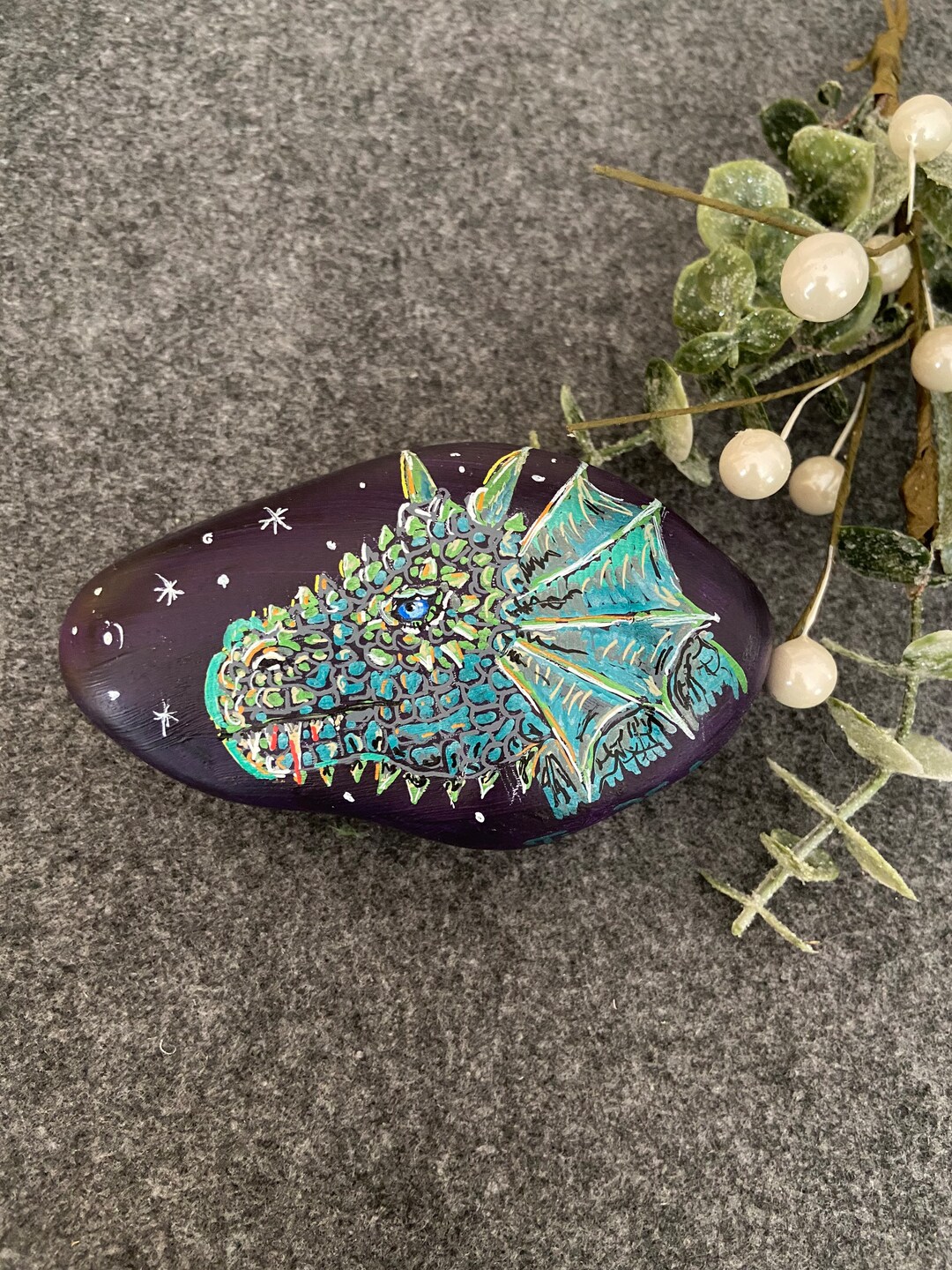 Hand Painted Dragon Head Dragon Painted Stones Stone Art - Etsy