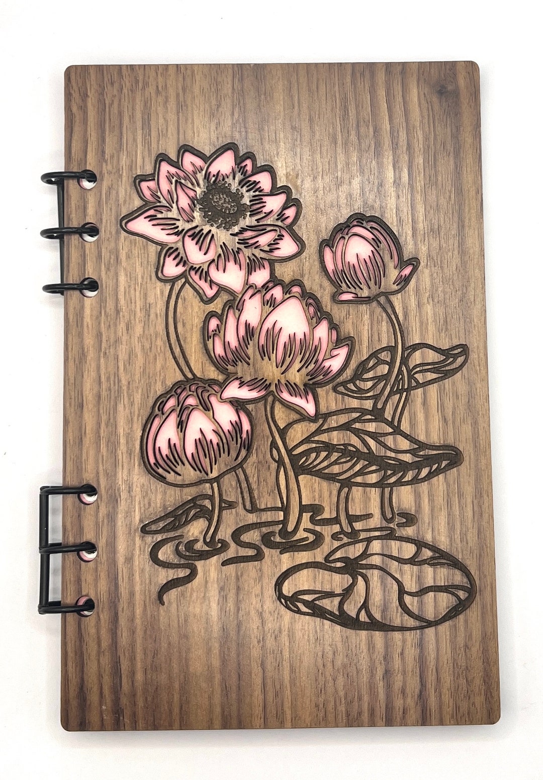 Wooden Journal - Lotus Flower - Etsy