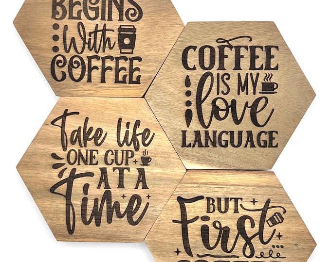 Laser Engraved Coasters Coffee - Etsy