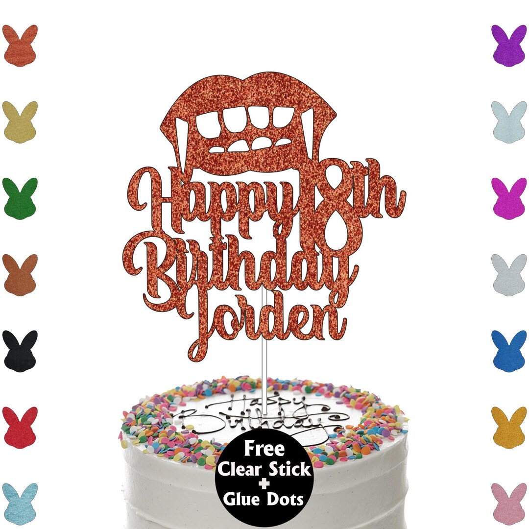 Personalized Vampire Birthday Cake Topper, Glitter Bite Design - Etsy UK