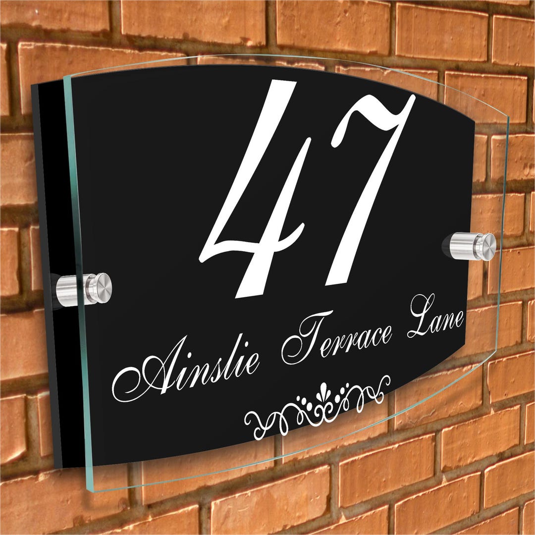 Custom Acrylic & Aluminium House Number Sign - Personalised Address ...