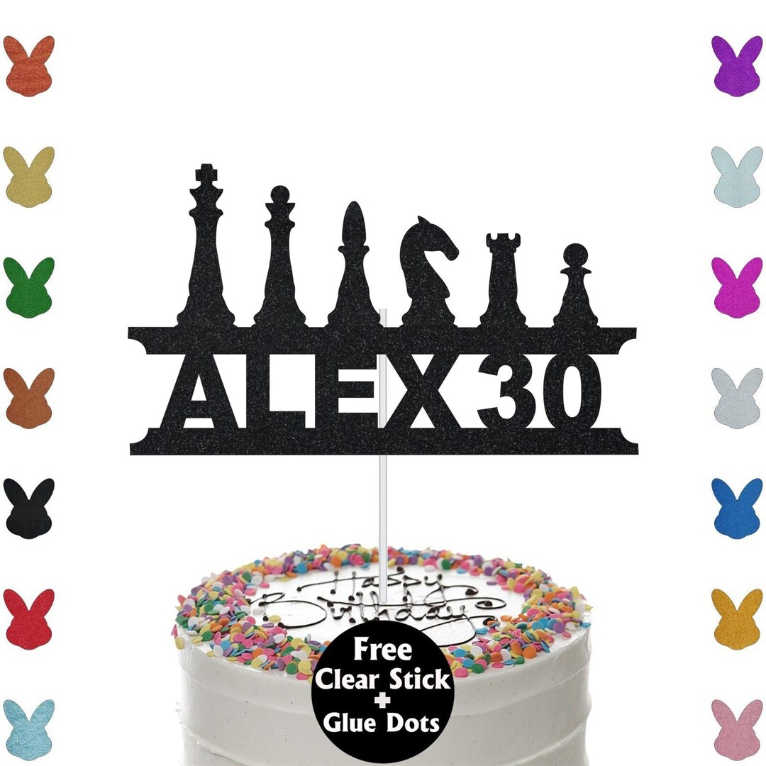 Personalised Chess Birthday Cake Topper, Name & Age Chess Cake Topper ...