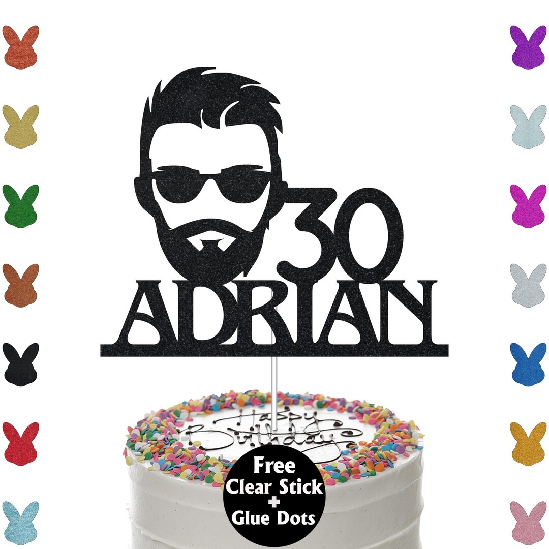 Personalized Beard Man Glitter Cake Topper, Birthday Decoration - Etsy UK