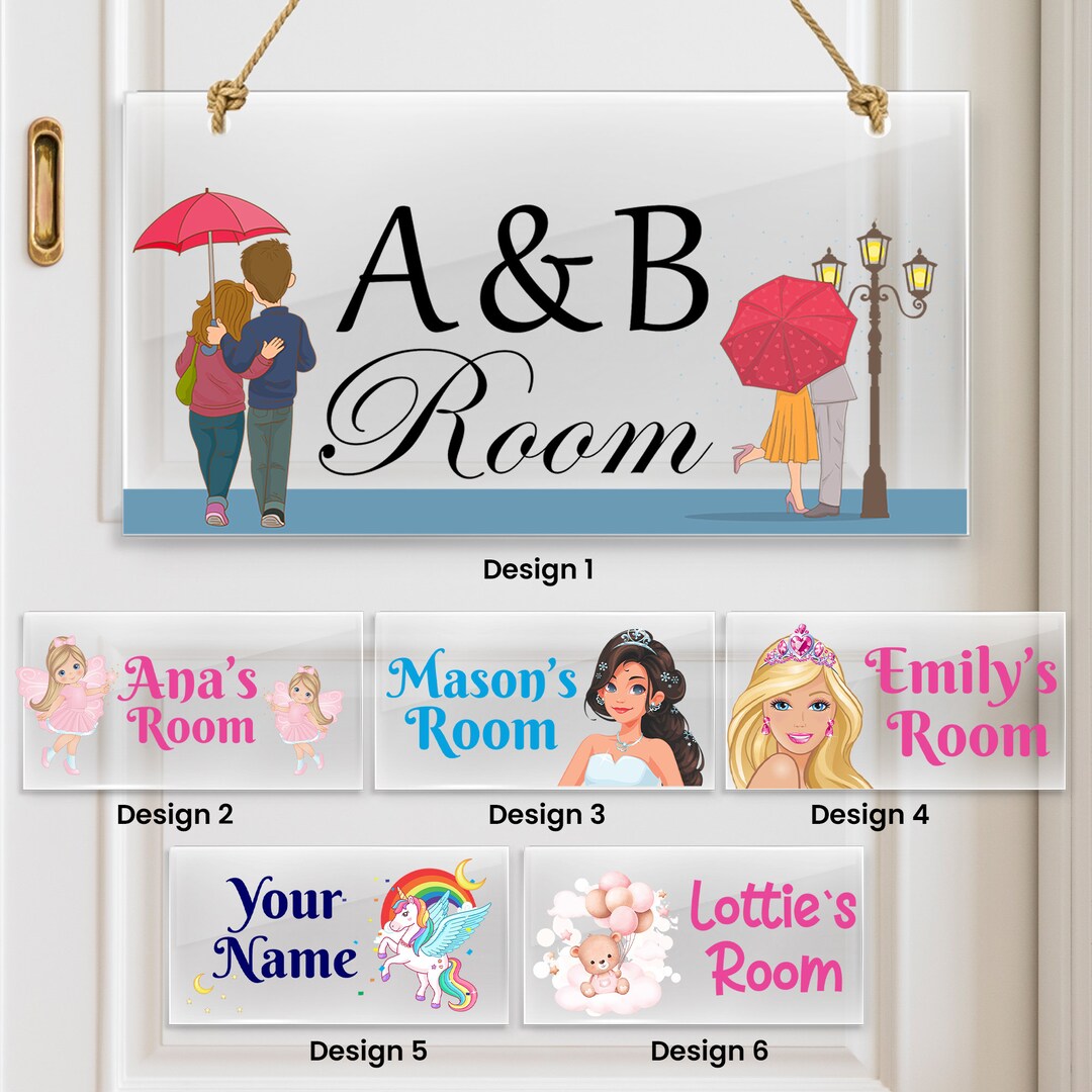 Personalised Acrylic Room Name Plaques Acrylic Couple Bedroom Name ...