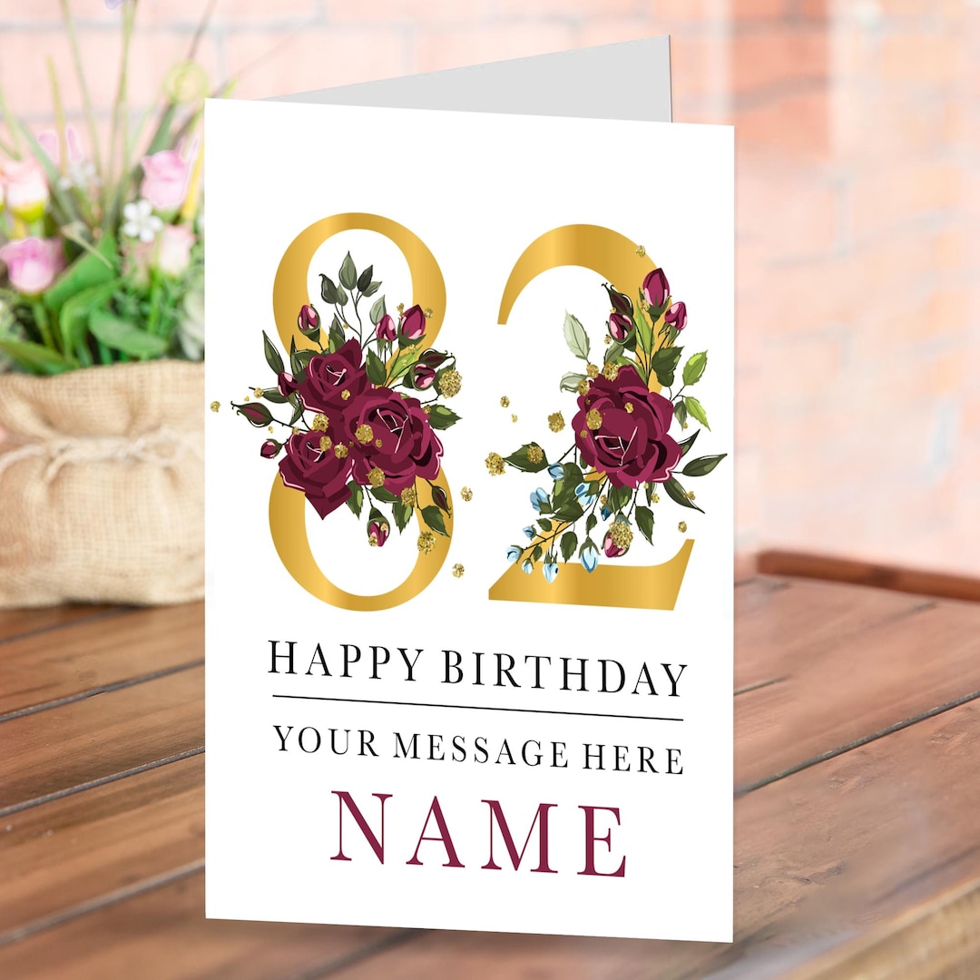 Personalised 82th Birthday Card for Her Any Age Birthday Card Any Name ...