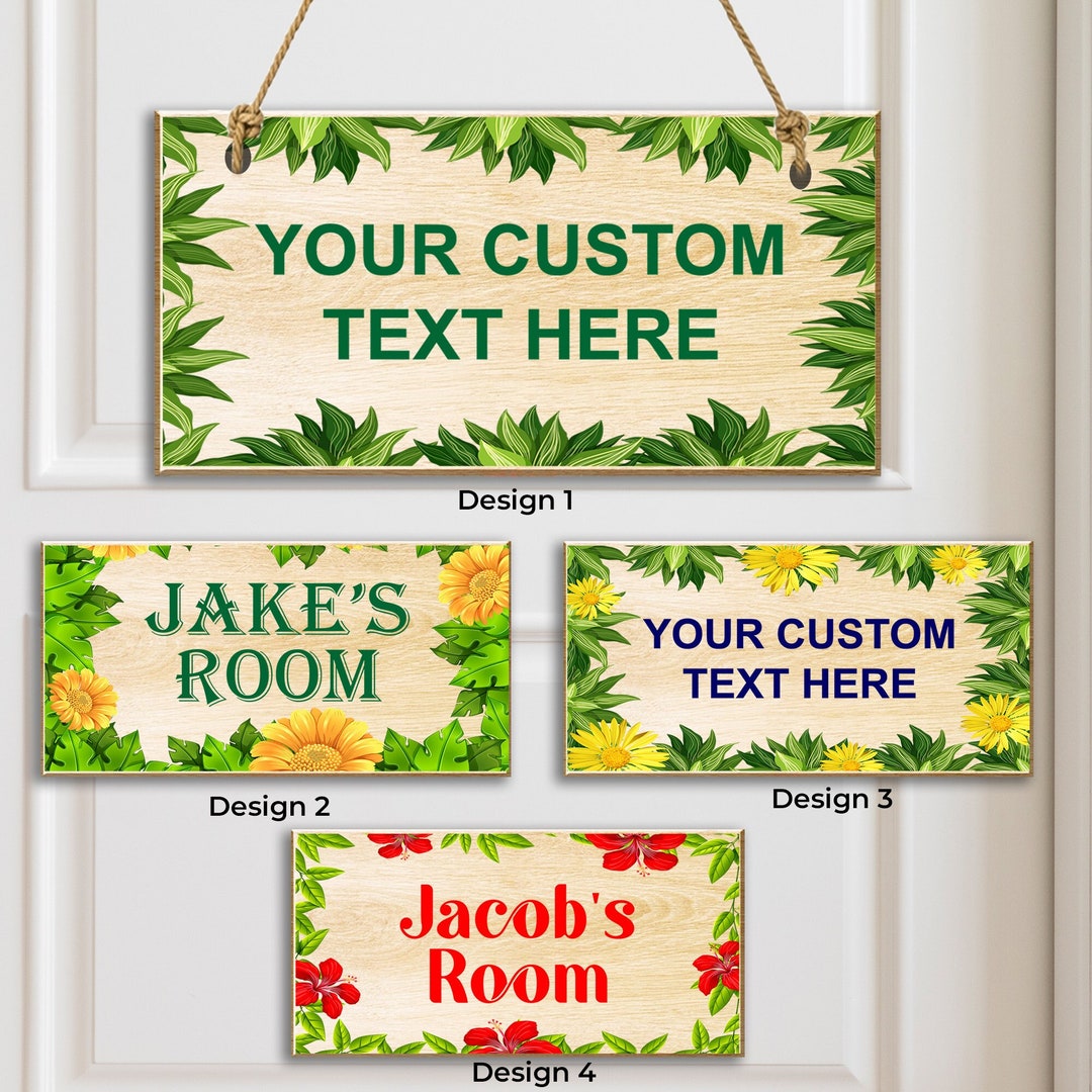 Personalised Wooden House Sign, Custom Bedroom Door Hanging House Sign ...
