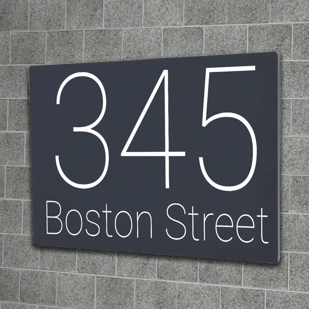 Personalised House Number Sign Modern Floating Acrylic Printed House ...