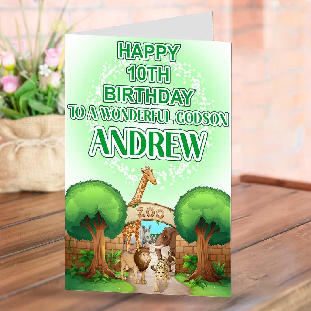 Animal Birthday Card Zoo Animal Gift Card Son Daughter Granddaughter ...