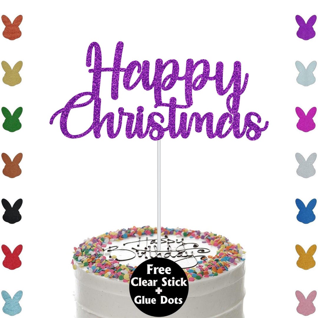 Happy Christmas Cake Topper, Xmas Topper, Merry Christmas Cake Topper ...