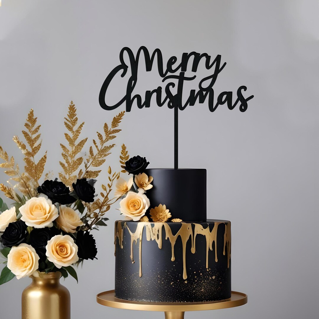 Merry Christmas Cake Topper - Christmas Cake Topper- Holiday Cake ...