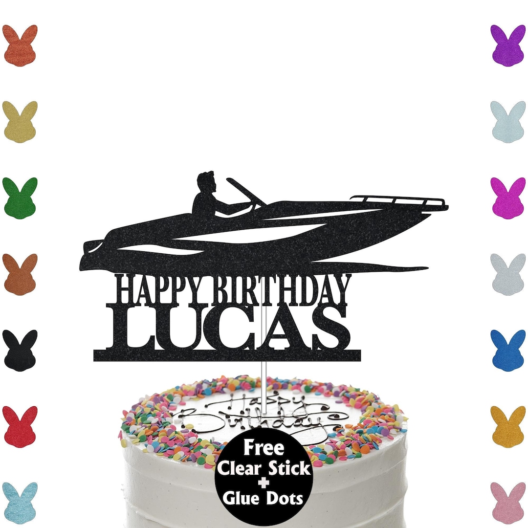 Personalised Speedboat Boat With Name Cake Topper Boating Cake Topper ...