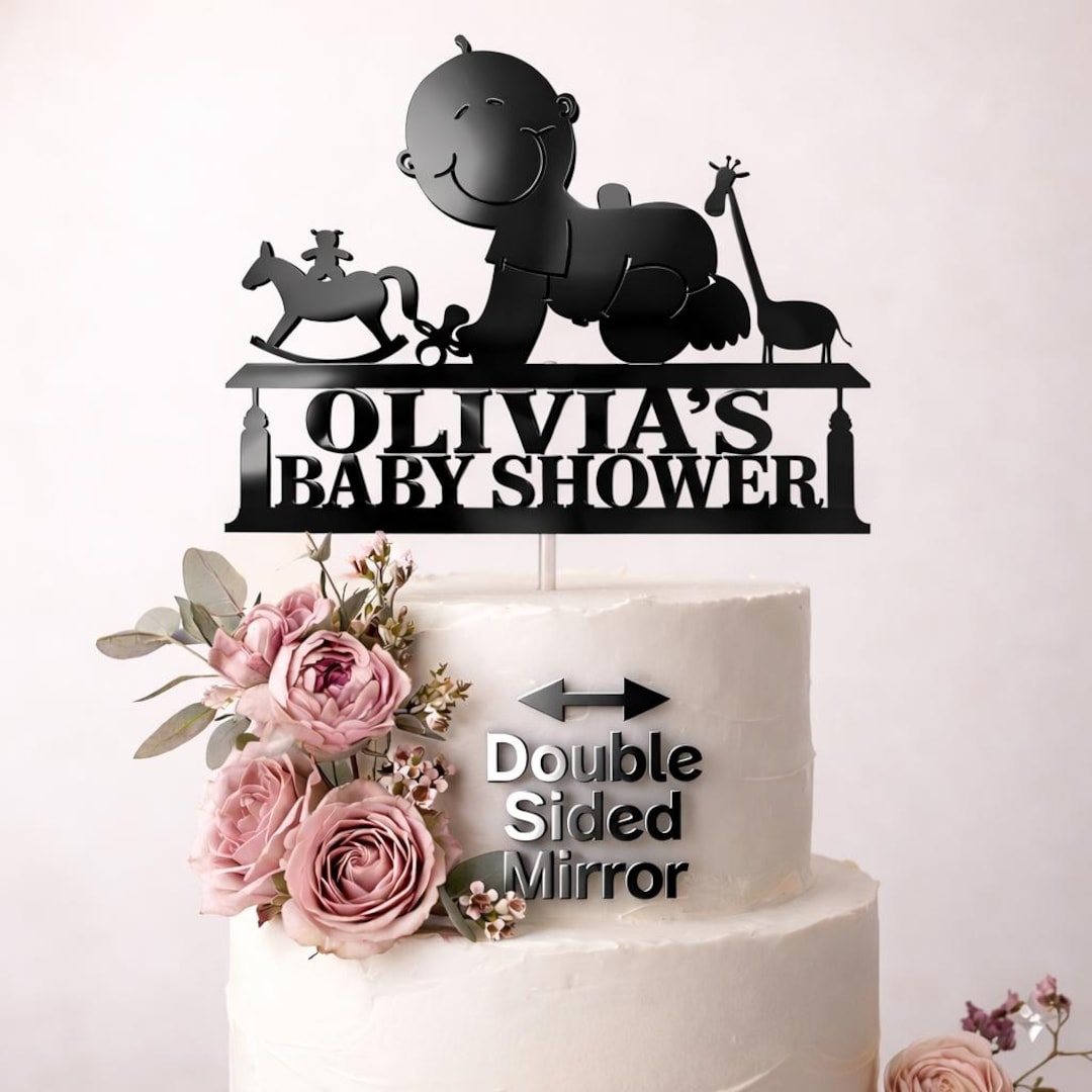 Personalised Baby Shower Cake Topper | Custom Name Sign | Maternity ...