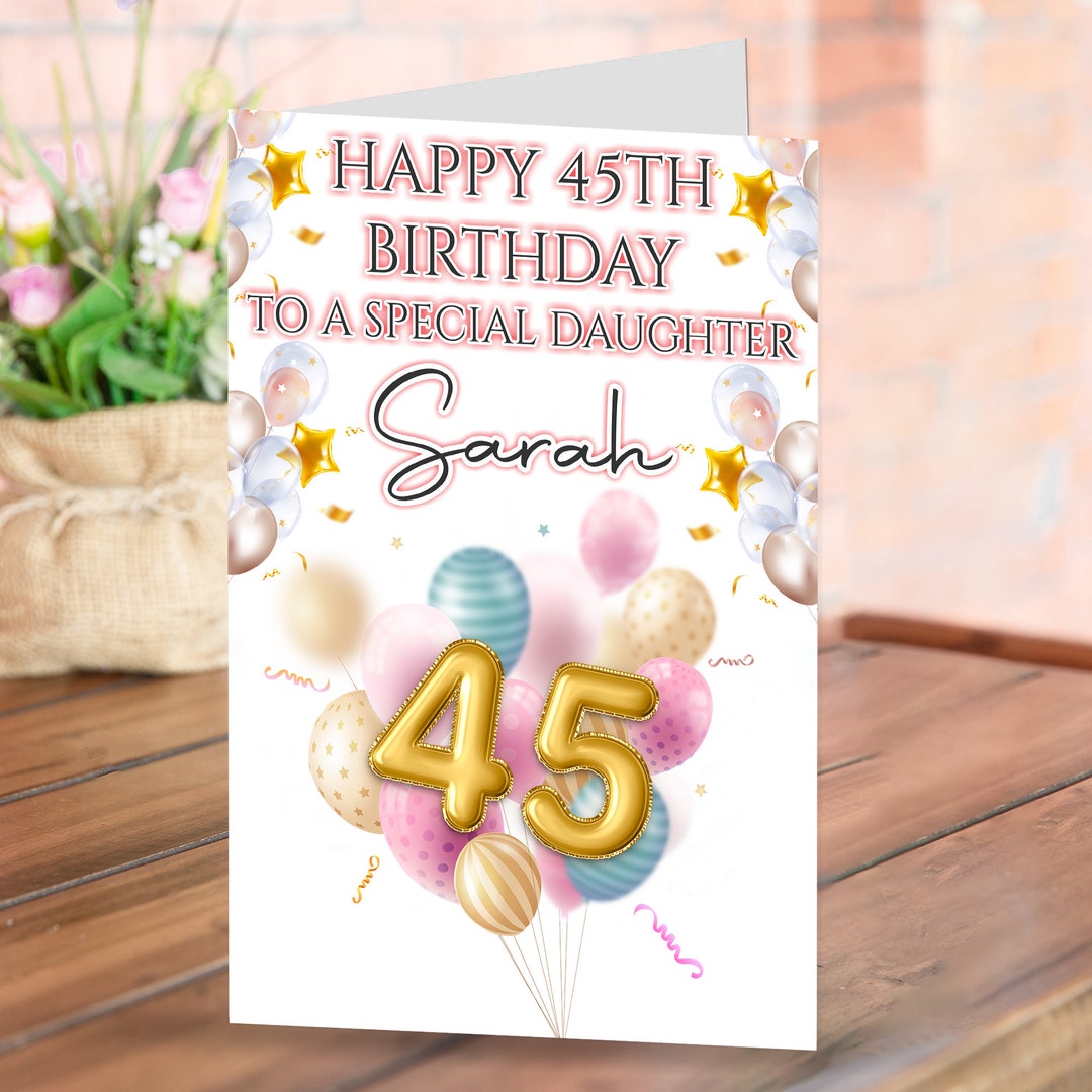 Personalised 45th Birthday Card - Custom Birthday Card for Mum Birthday ...