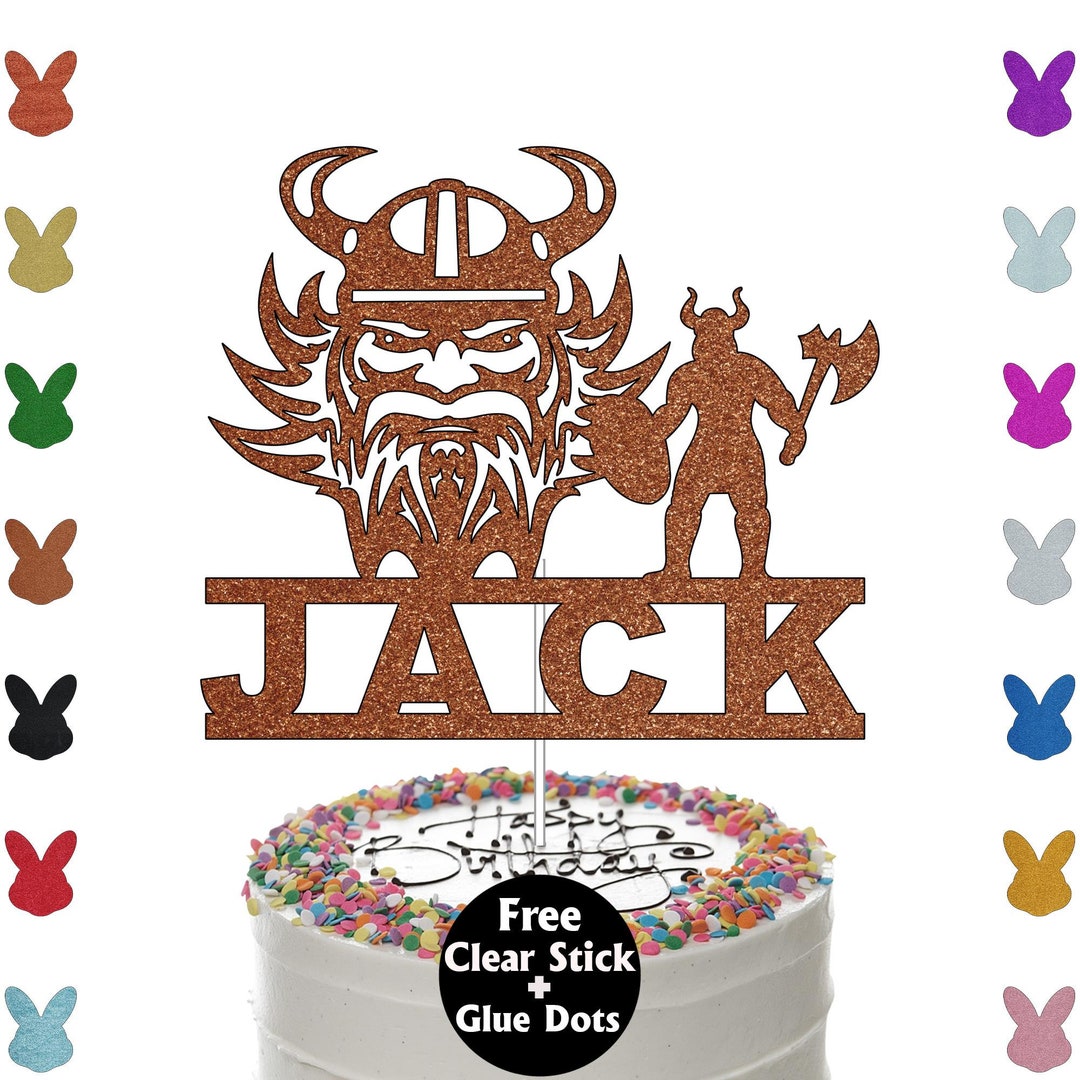 Personalised Viking Glitter Cake Topper Viking Birthday Party Cake ...
