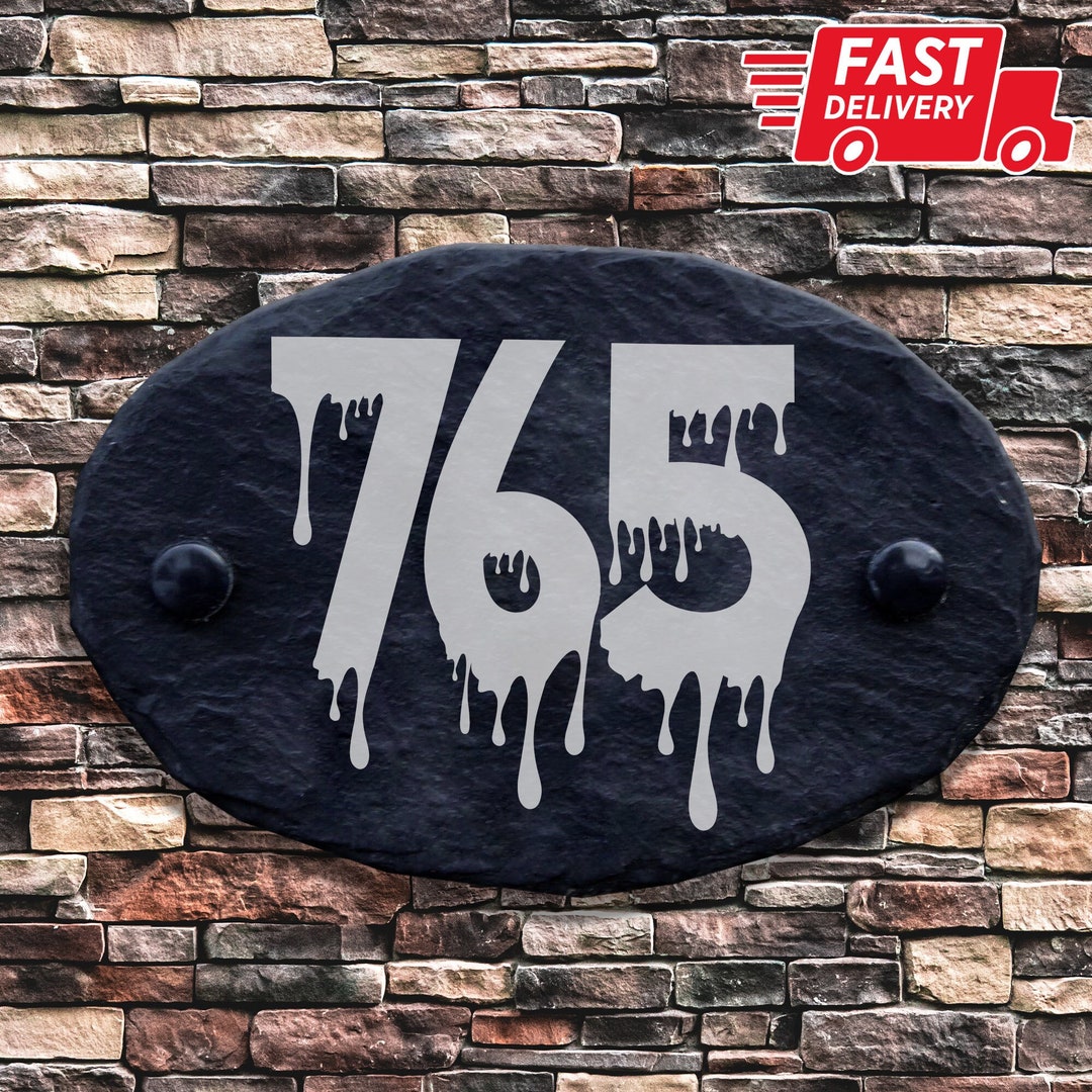 Personalised Rustic Natural Slate House Sign Plaque Door Number Street ...