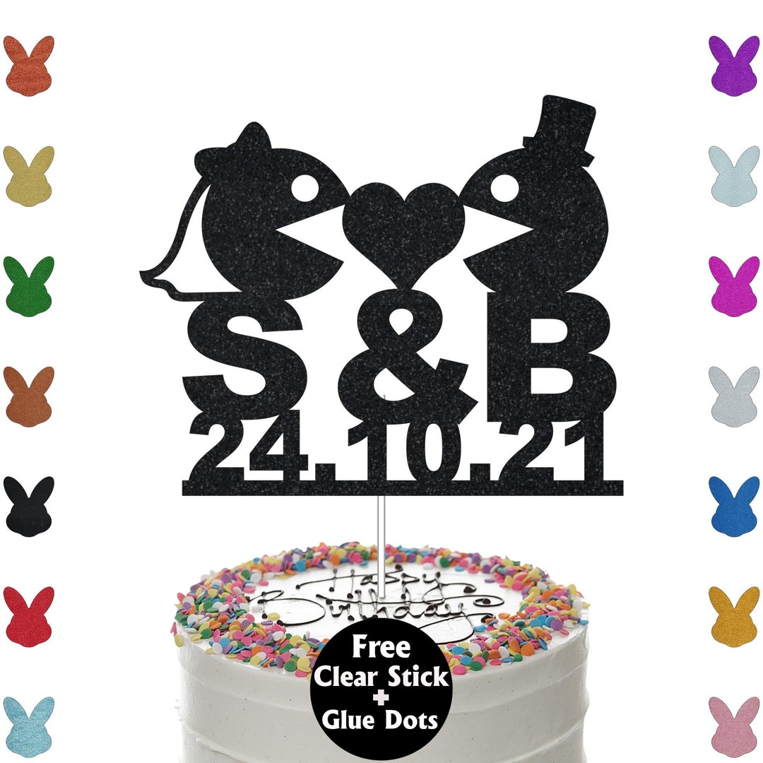 Pacman and Ms Pacman Wedding Cake Topper, Birthday Pacman,eat Bean ...