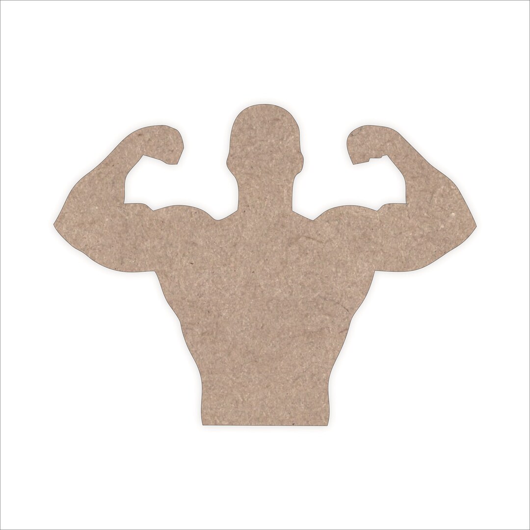 Wooden Muscle Man Silhouette Shape Muscular Arm Gym Fitness Craft ...