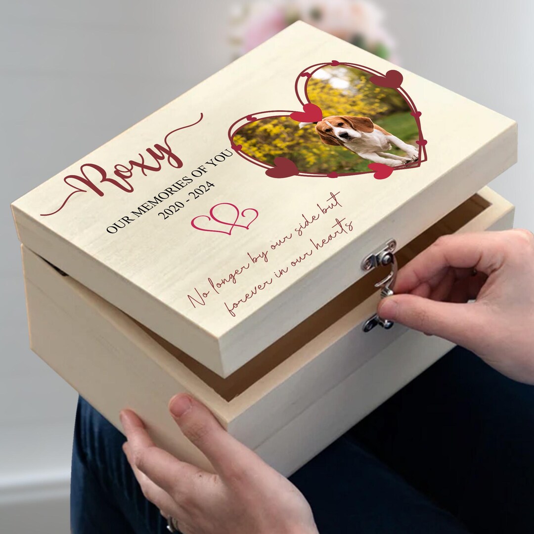 Personalised Dog Memorial Keepsake Photo Box, Printed Pet Loss Gift ...