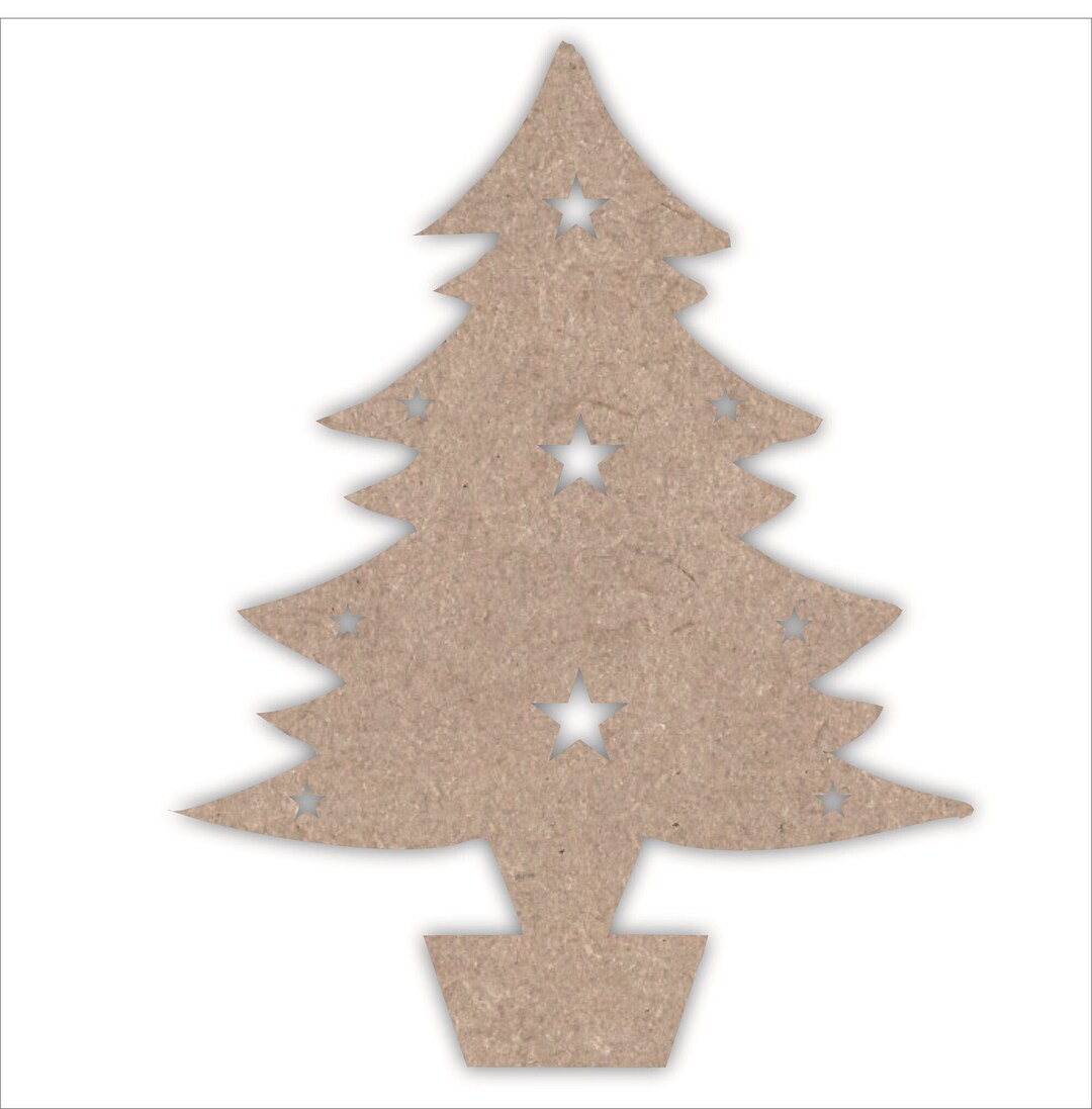 Wooden Christmas Tree With Stars Craft Shapes 3mm Plywood Xmas ...