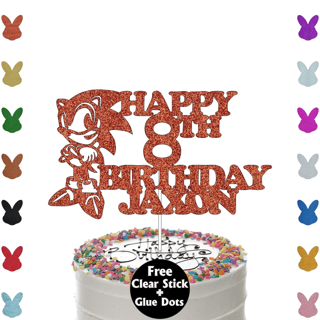 Custom Sonic Glitter Birthday Cake Topper: Personalised Party ...