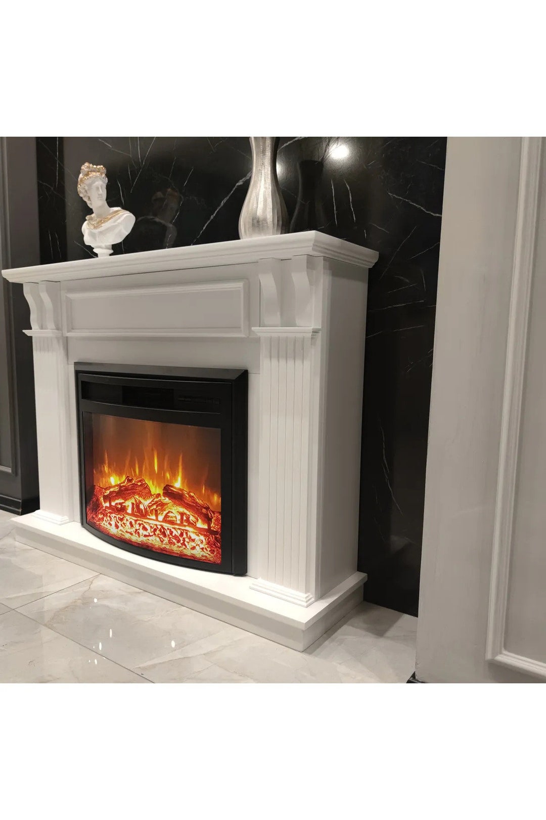 Free Standing Electric Heater Fireplace TV Stand Console Farmhouse ...