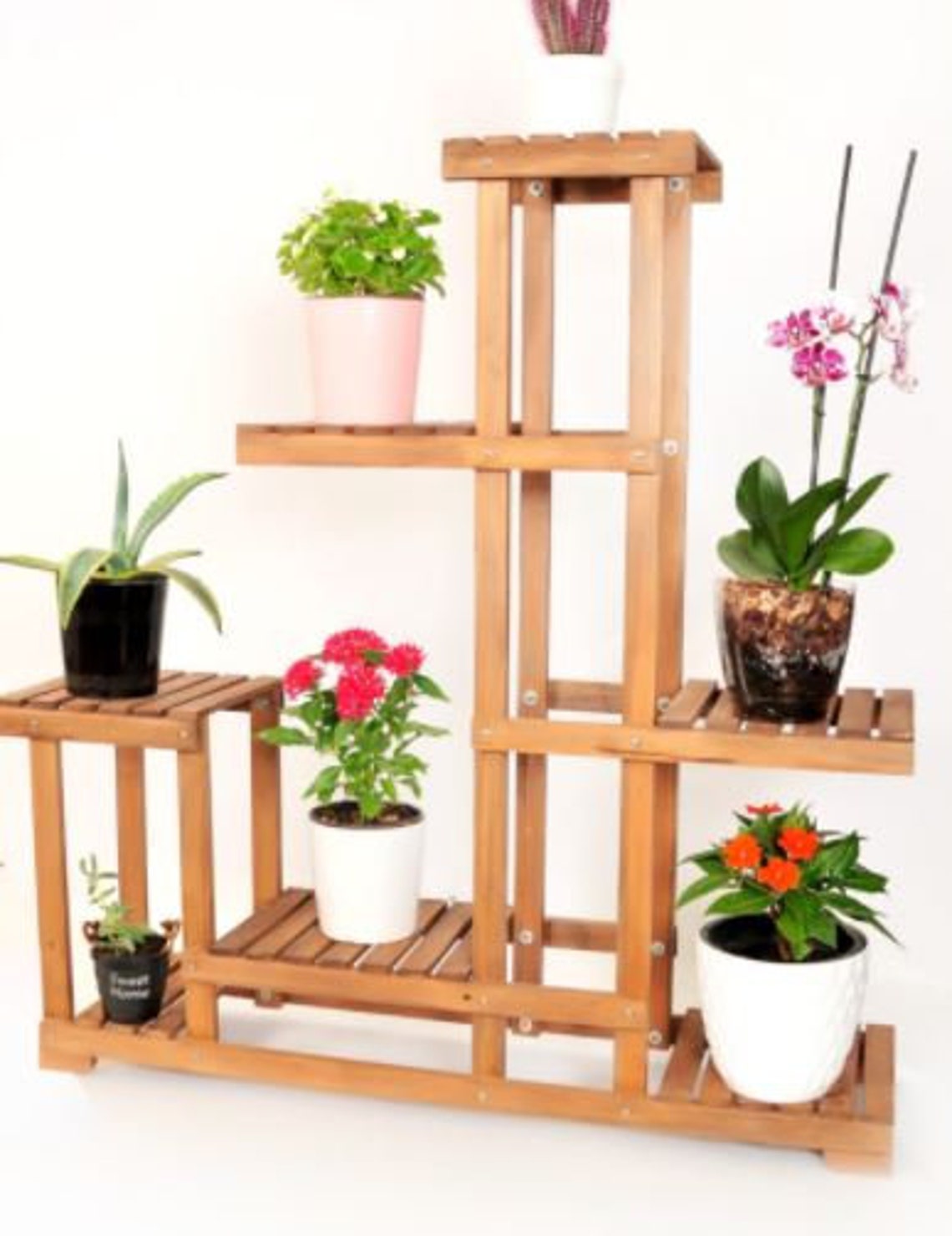 Wooden Flower Shelf Wood Plant Stand Wooden Garden Stand - Etsy