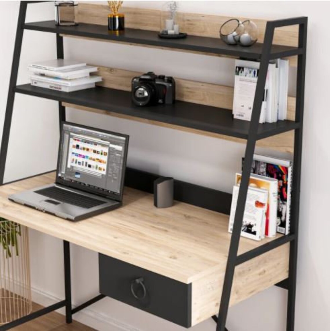 Decorative Wooden Study Desk Modern Computer Desk | Etsy