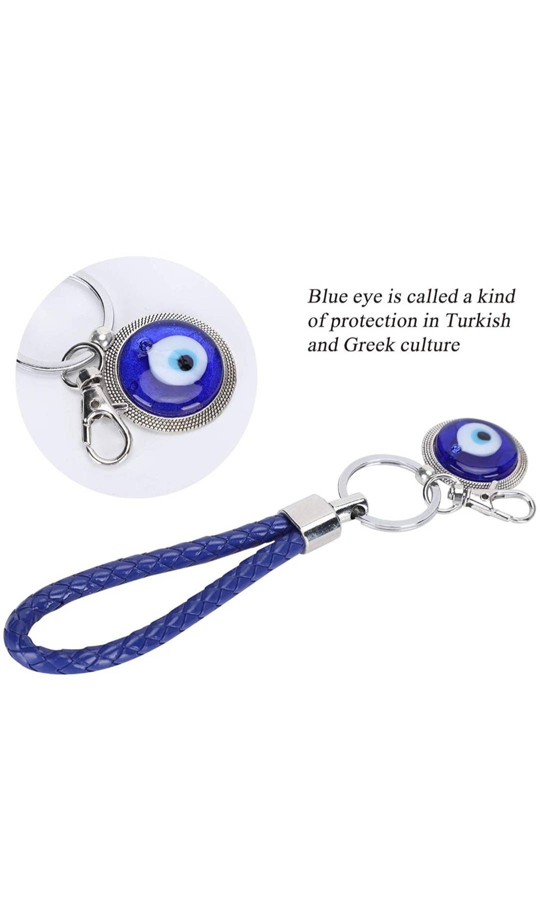 Evil Eye Nazar Keychain Blue Turkish Amulet Pendant Keyring Jewelry ...