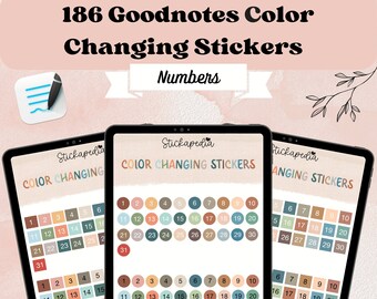 Color Changing Goodnotes Stickers, Number Stickers, Numbers Digital ...