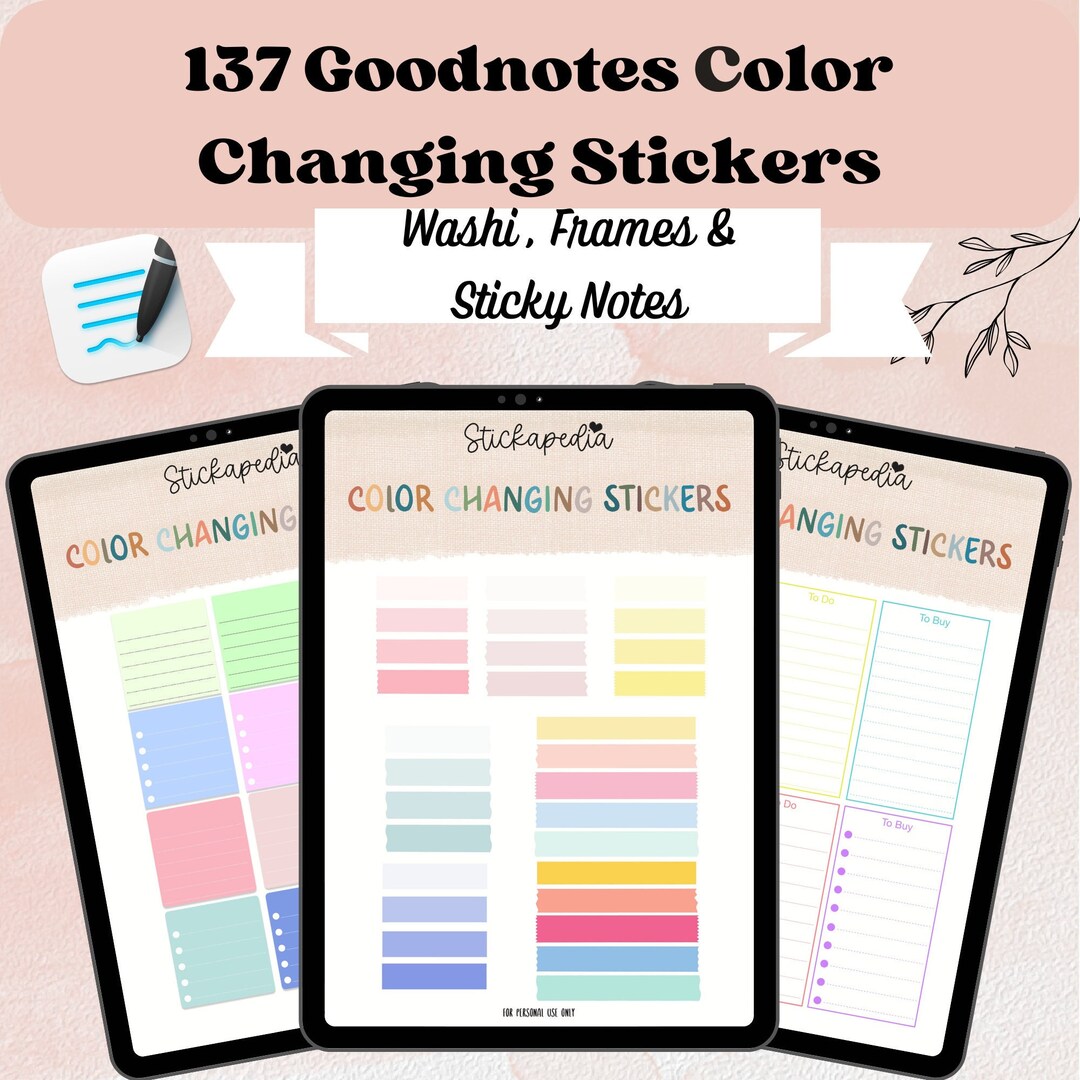 Goodnotes Color Changing Digital Stickers, Goodnotes Stickers, Digital ...
