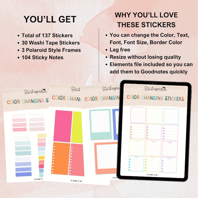 Goodnotes Color Changing Digital Stickers, Goodnotes Stickers, Digital ...