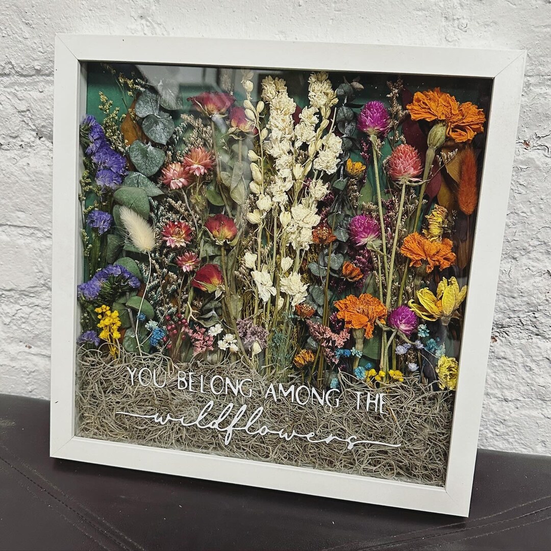 12x12 Wildflower Shadow Box White - Etsy