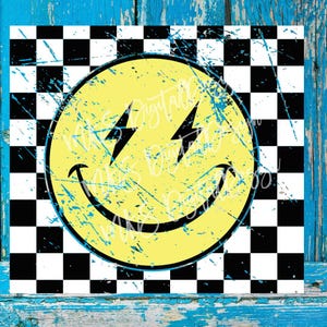 Smiley Face Checkered Background - DISTRESSED - Digital Download SVG ...
