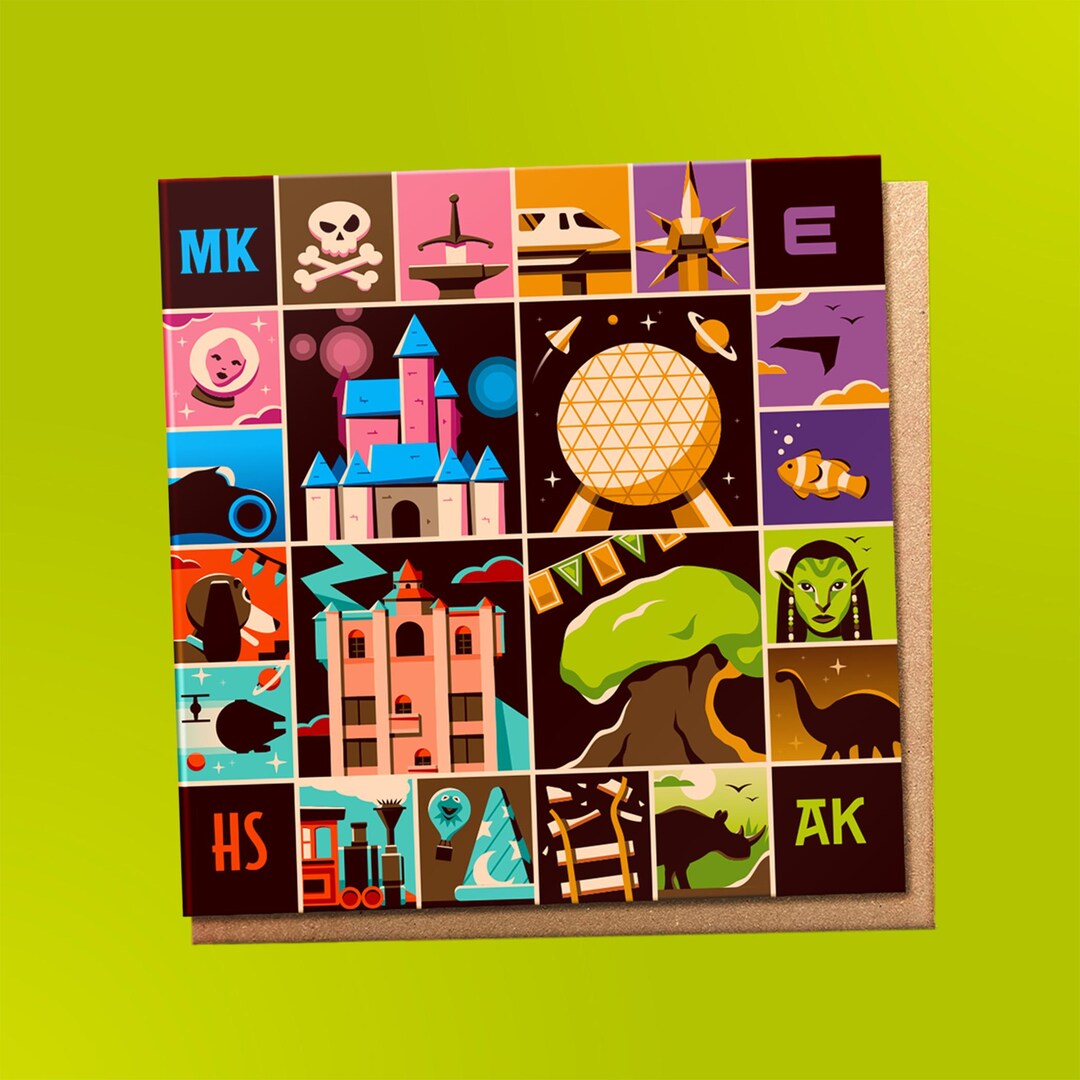 Disney Four Park Inspired Square Greeting Card - Etsy