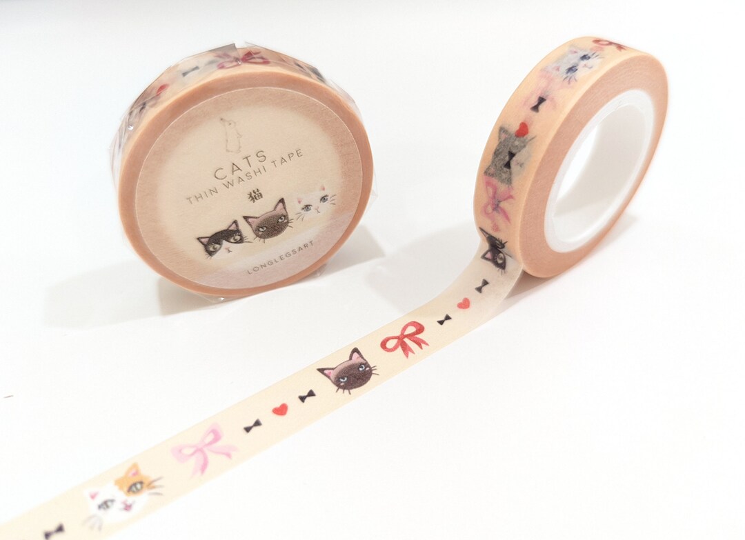 Cats Washi Tape | 1 Cm Washi Tape | Cats and Ribbons Masking Tape - Etsy